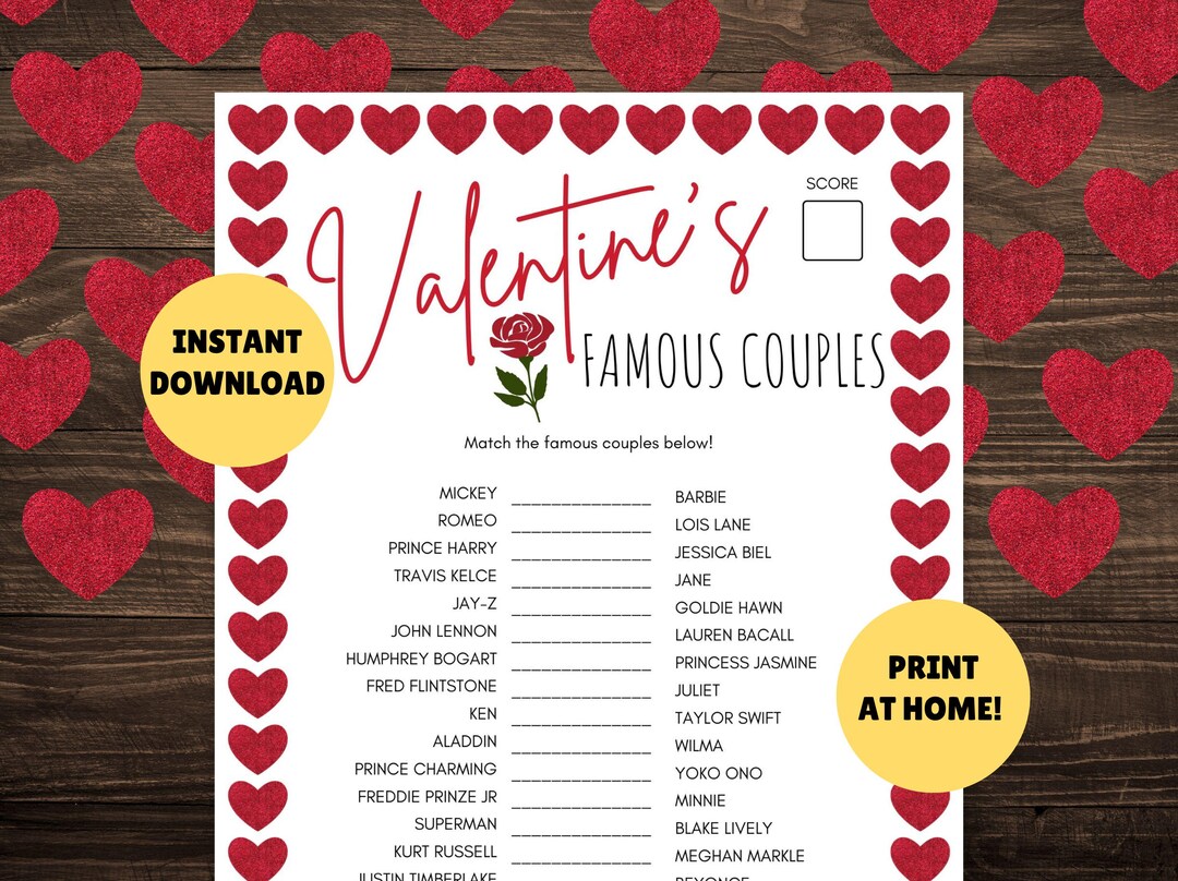 Match the Famous Couples Game! PRINTABLE Valentine's Famous Couples ...