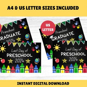 Printable Last Day of Preschool 2024 Digital Chalk Board Sign Preschool ...