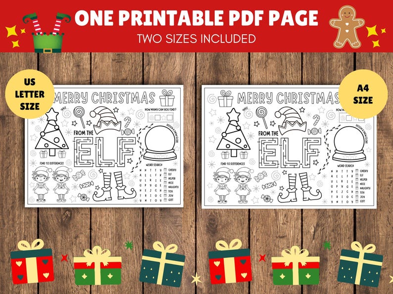 Elf Christmas Activity Placemat for Kids - Elf Placemat - Instant ...