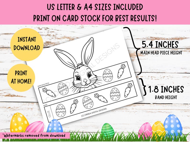 Easter Bunny Paper Crown! PRINTABLE Easter Coloring Crown! Kids Easter ...