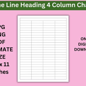 Printable Blank Column Chart Template: Lined Heading (digital Download ...
