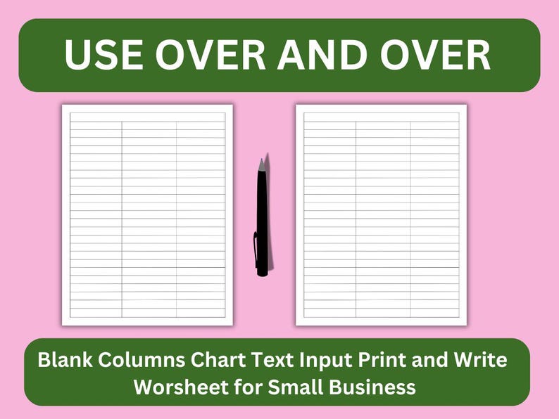 Printable Blank Column Chart Template: Lined Heading (PDF, JPG, PNG) - Etsy