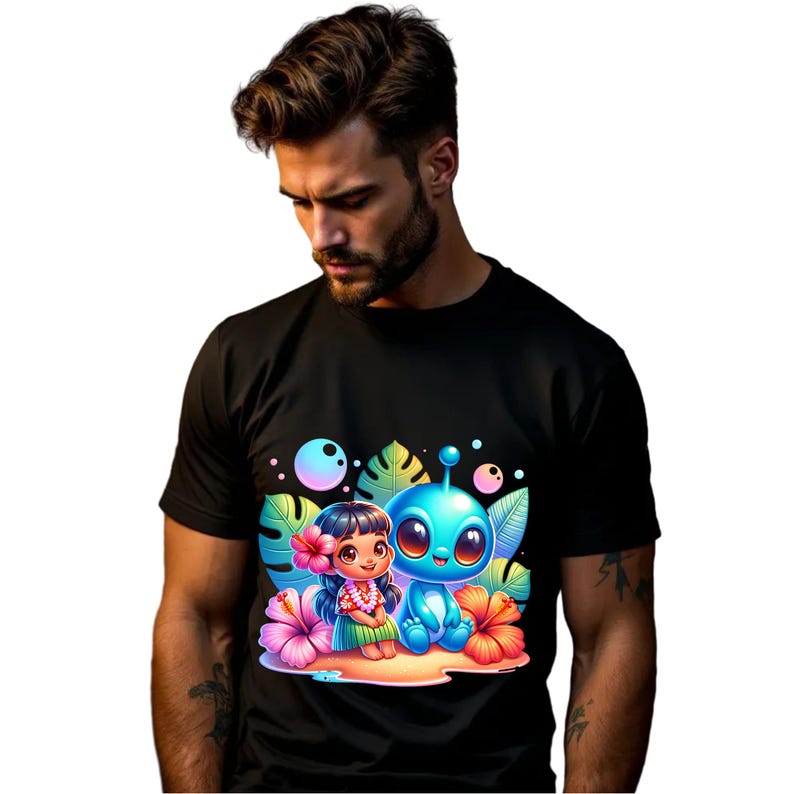 Stitch Summer Vibes Watercolor Splash Png, Stitch Floral Png, Cartoon ...