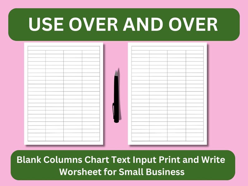 Printable Blank Column Chart Template: Lined Heading (digital Download ...