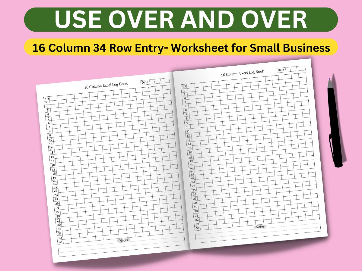 16 Column Excel Log Book: Business Ledger (digital Download) - Etsy UK