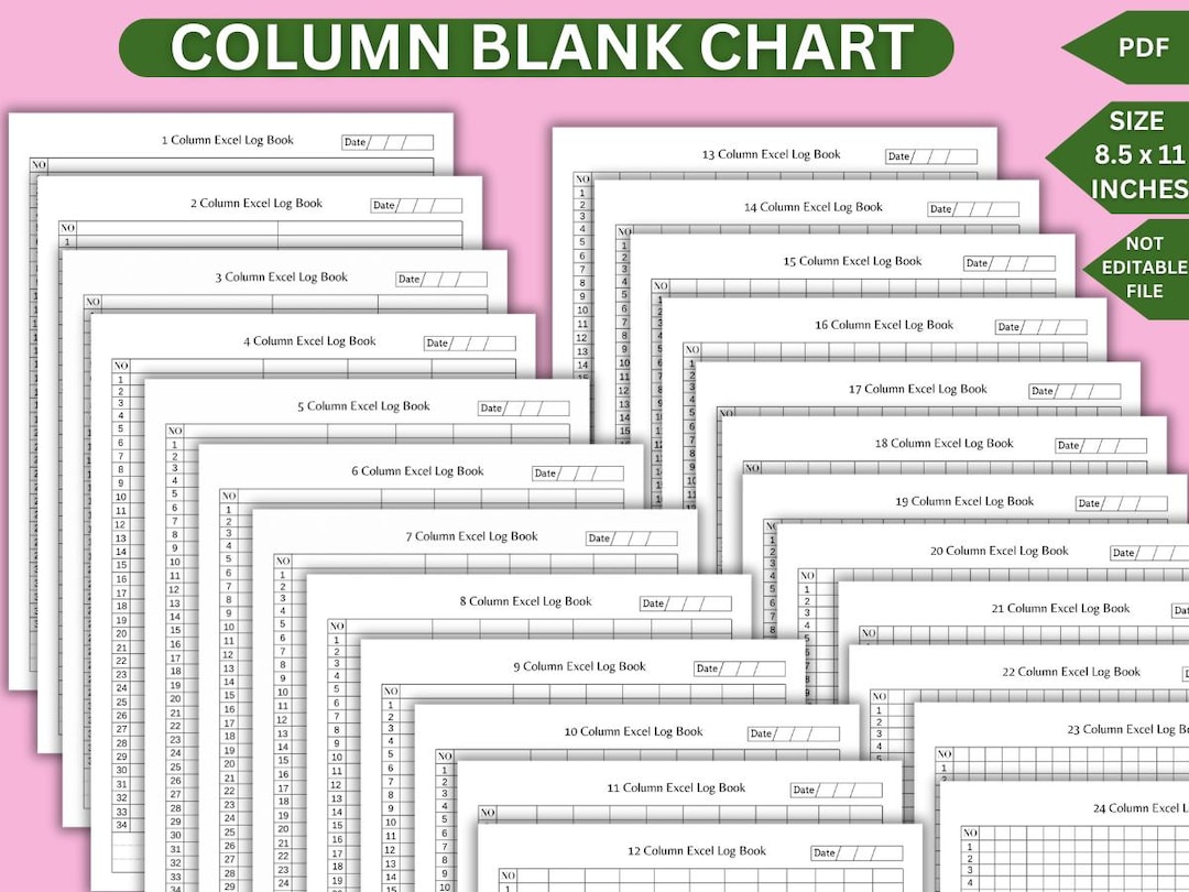 Column Excel Log Book: 1-24 Column Spreadsheet (digital Download) - Etsy