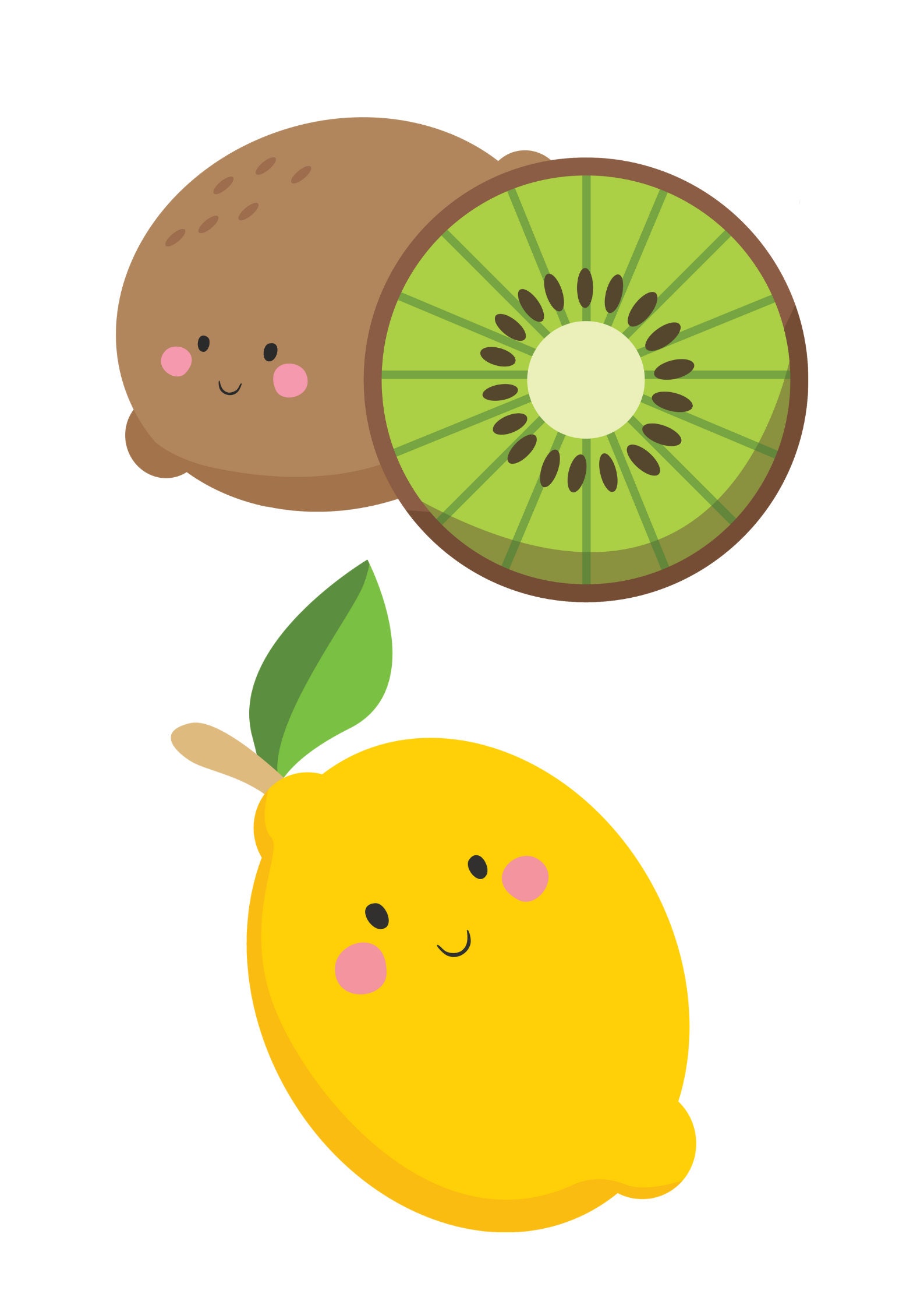 Cute Fruit Clipart - Clip Art Set of Berries, Apple, Banana, Fruit ...