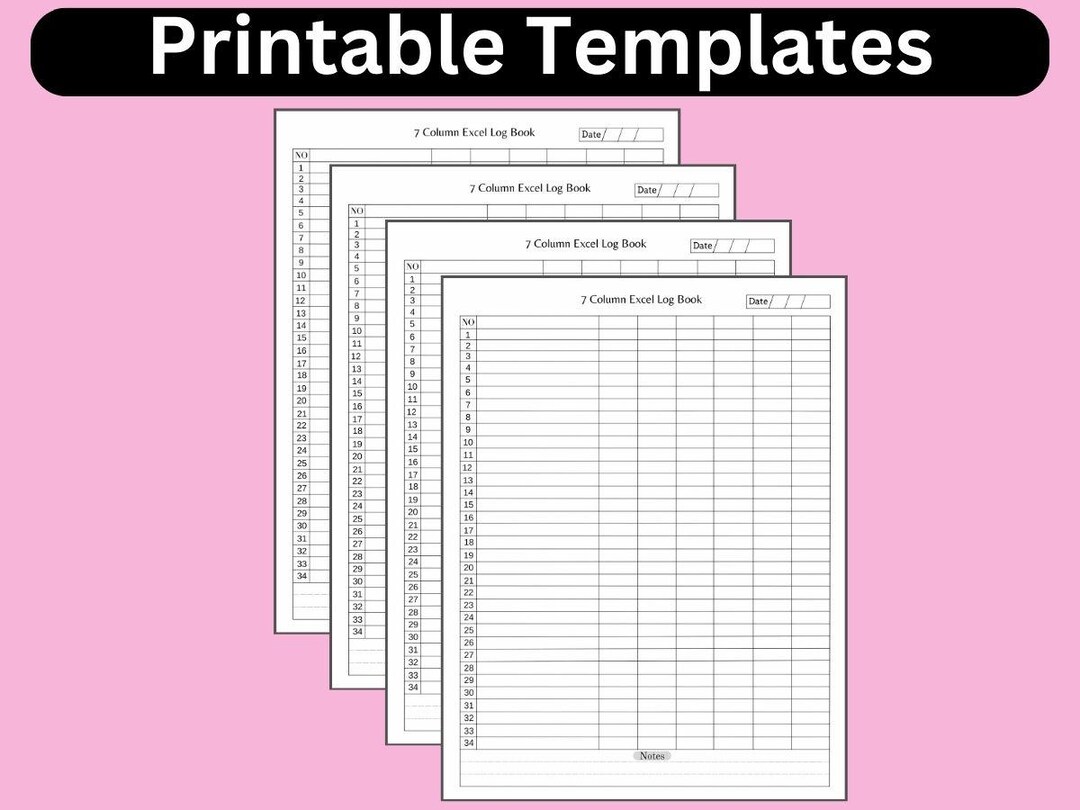 7 Column Excel Log Book: Small Business Ledger (printable PDF) - Etsy