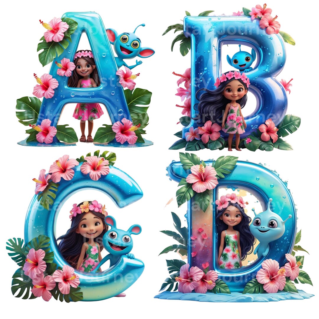 Stitch Alphabet PNG: Cartoon Font, Lilo and Stitch Letters (digital ...