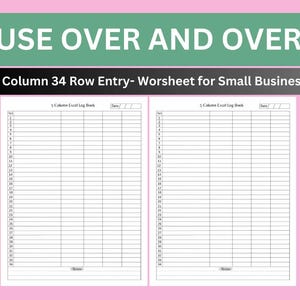 5 Column Excel Log Book Template (printable PDF) - Etsy