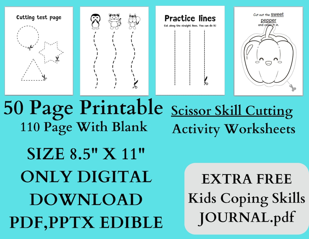 Scissor Practice Skills Activity Worksheets / Preschool Toddler ...