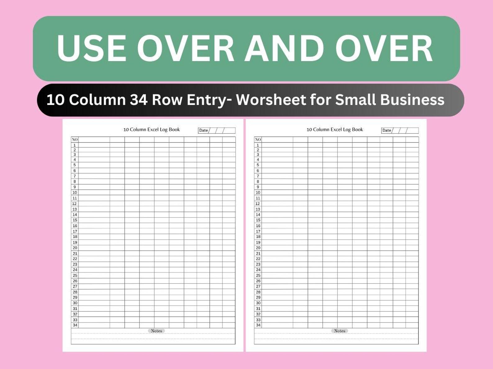 10 Column Ledger Book: Small Business Spreadsheet (PDF) - Etsy