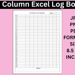 10 Column Excel Log Book Small Business Supplies Ledger Book to Record ...
