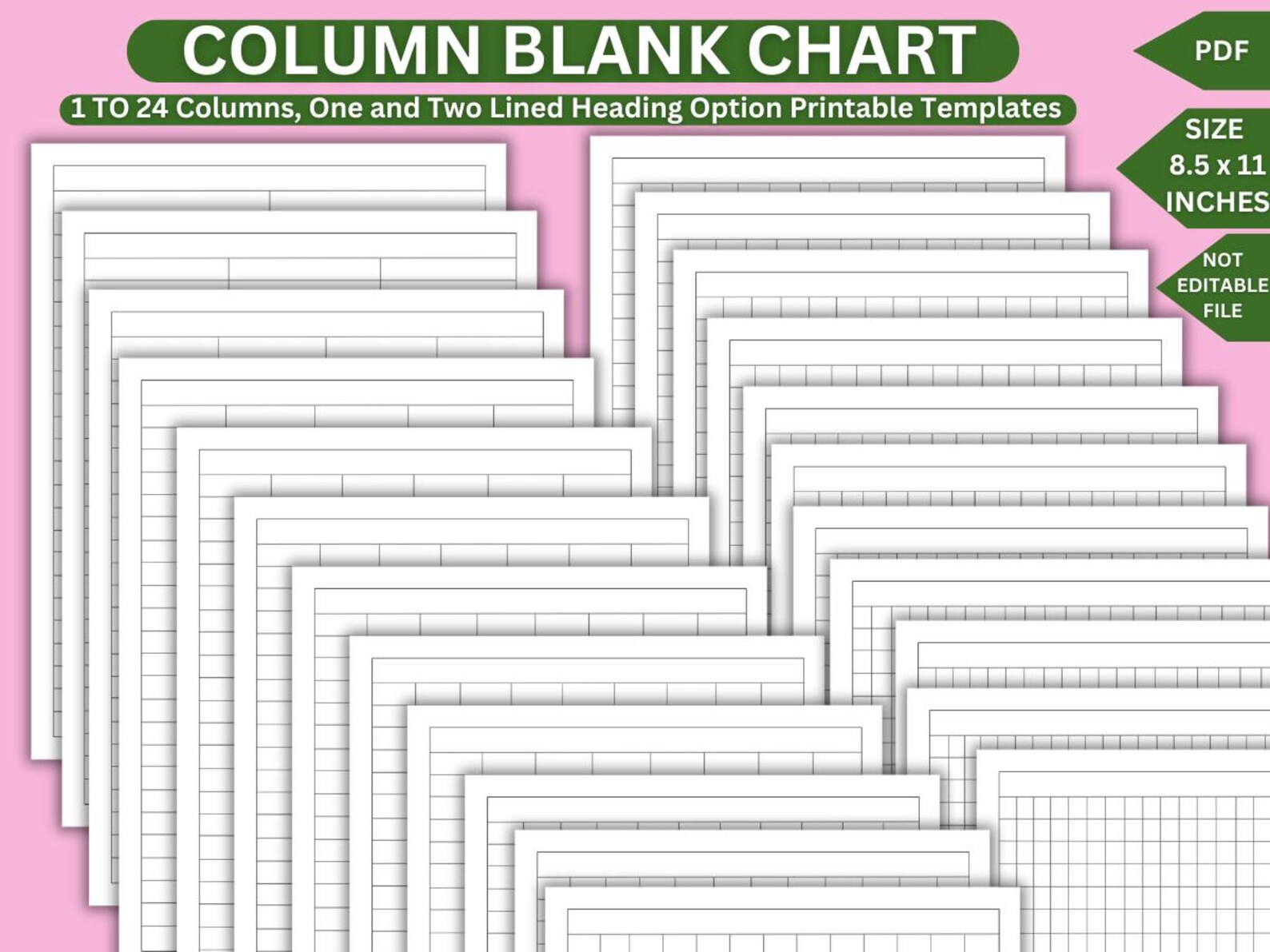 Blank Column Chart Template: Printable Table Grid (digital Download) - Etsy