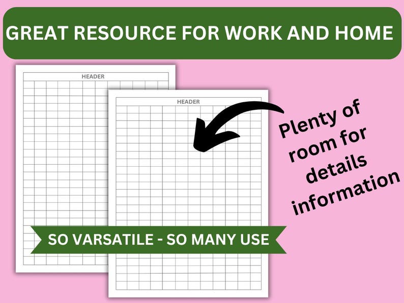 Printable 12 Column Chart Template: Blank Table Grid (PDF, JPG, PNG) - Etsy