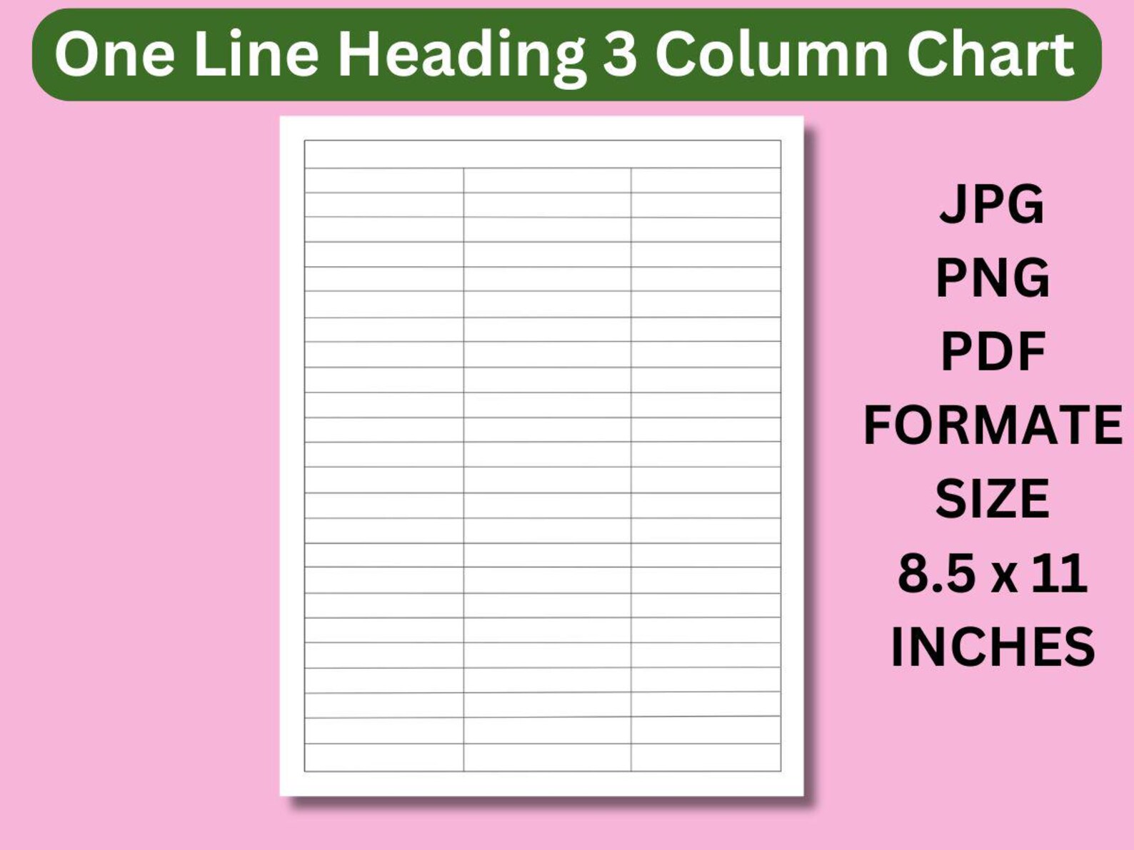One Lined Heading 3 Column, Blank Column Chart, Column Grid, Blank ...