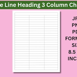Printable Blank Column Chart Template: Lined Heading (PDF, JPG, PNG) - Etsy