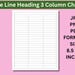 Printable Blank Column Chart Template: Lined Heading (PDF, JPG, PNG) - Etsy