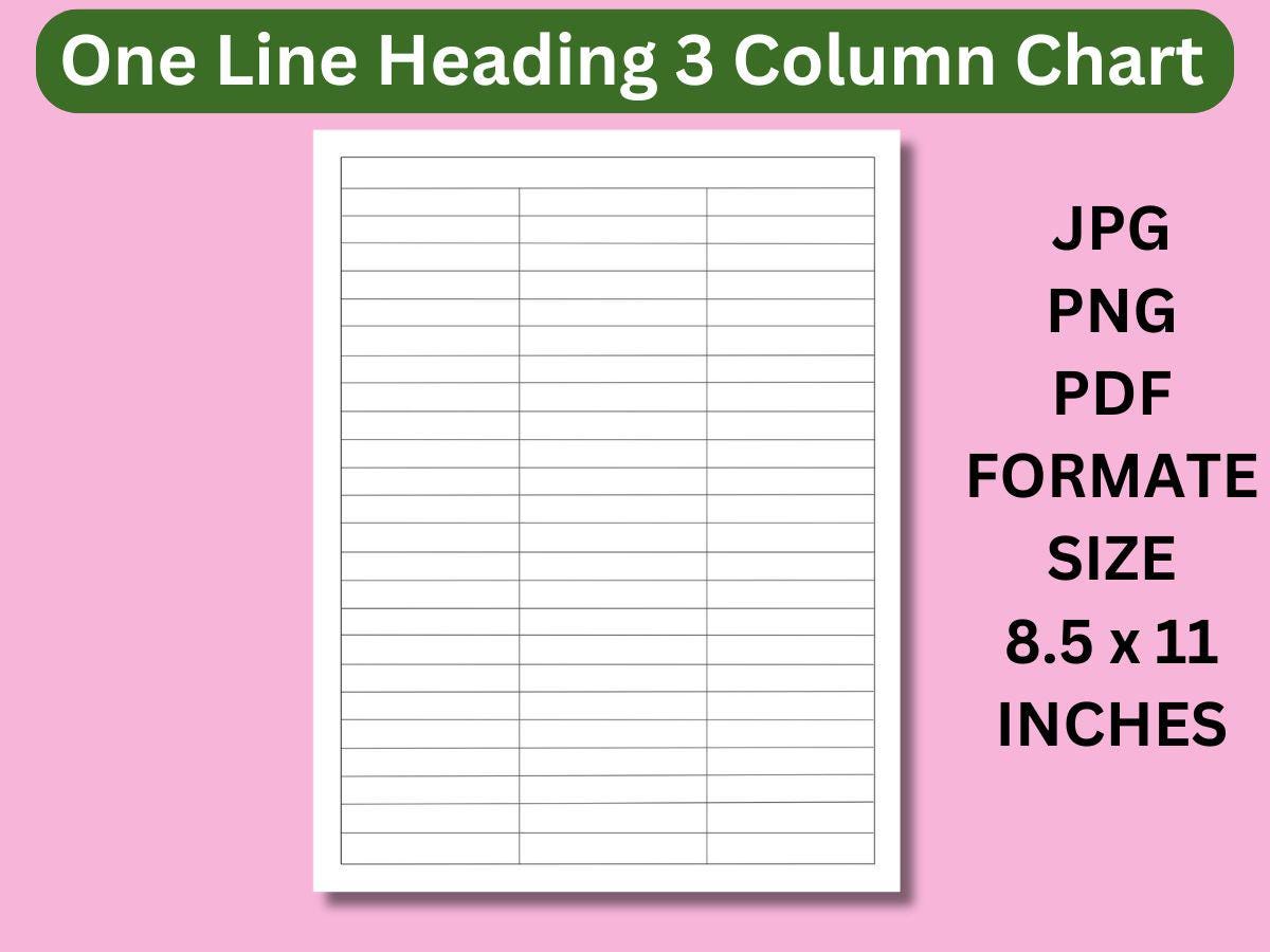 Printable Blank Column Chart Template: Lined Heading (PDF, JPG, PNG) - Etsy