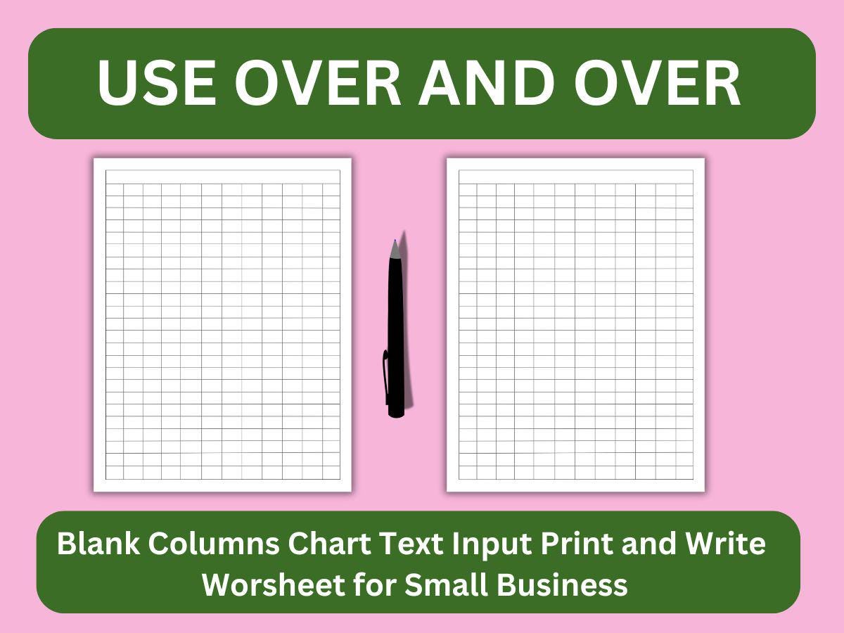 Printable 12 Column Chart Template: Blank Table Grid (PDF, JPG, PNG) - Etsy