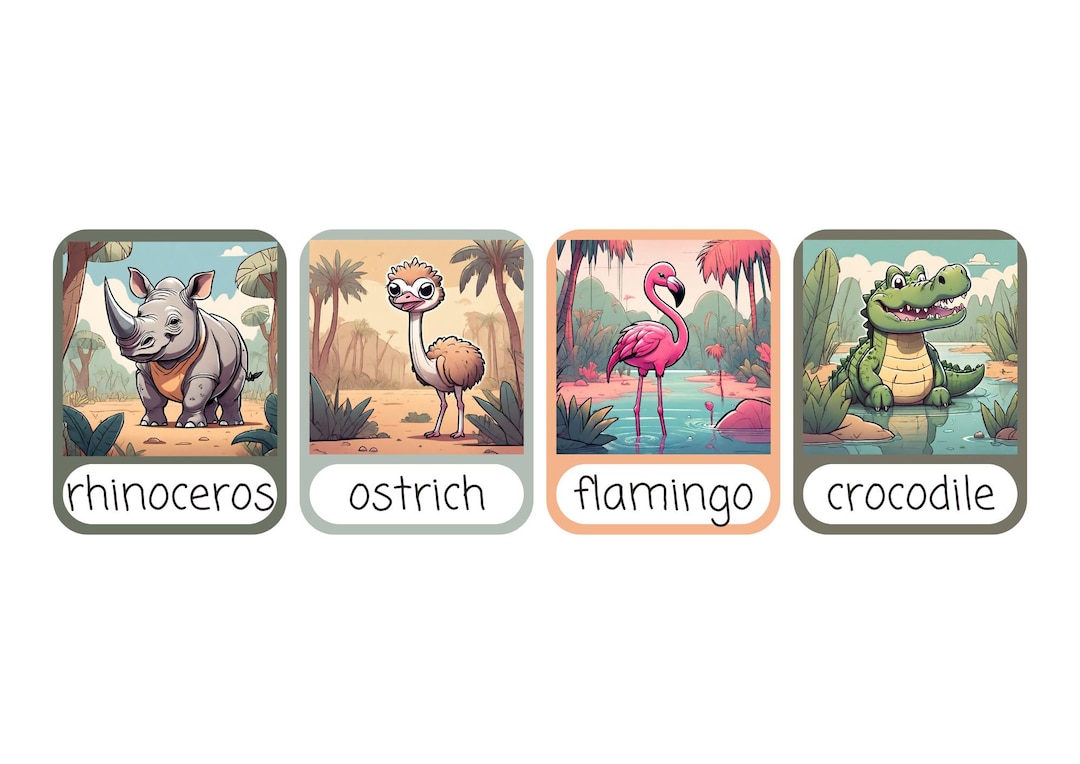 Safari Animals Flashcards | Educational Flashcards | Cute Animals ...