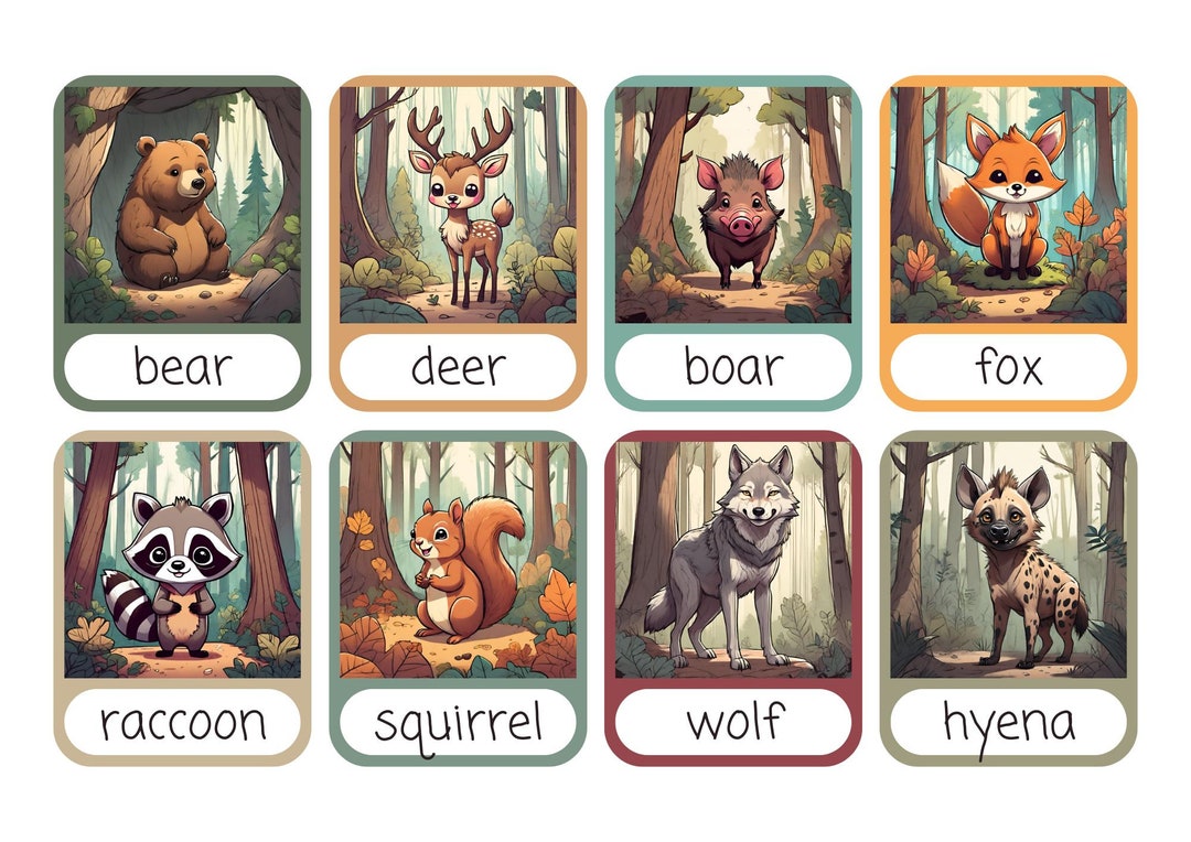 Forest Animals Flashcards | Educational Flashcards for Kids | Cute ...