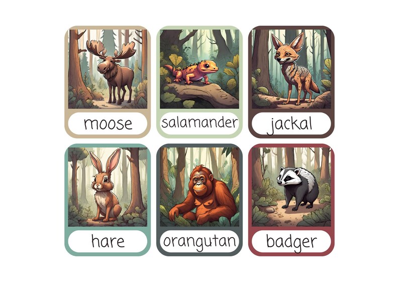 Forest Animals Flashcards | Educational Flashcards for Kids | Cute ...