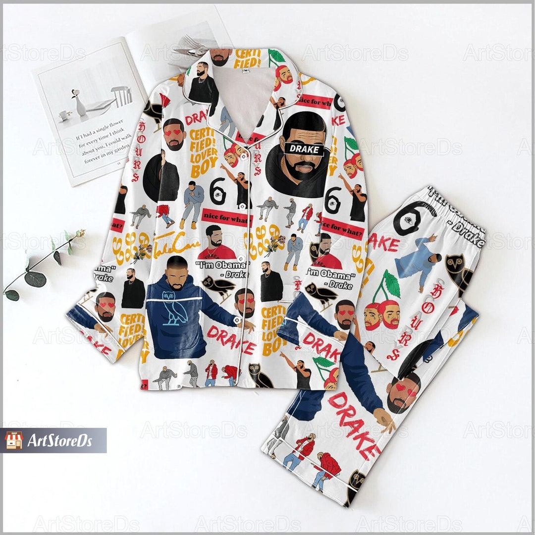 Drake Pajamas Set, Drake Rapper Pajamas, Drake Merch Holiday Pajamas ...