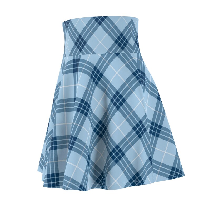 Blue and Light Blue Plaid Skater Skirt - Classic Academic Tartan With ...