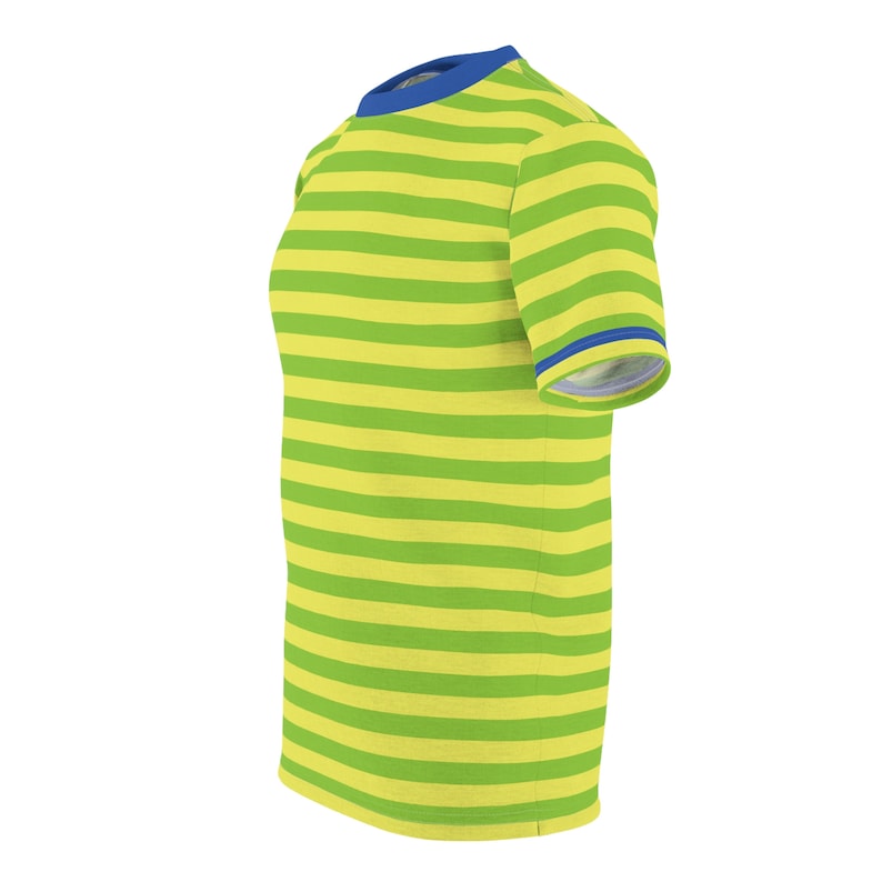 90s Striped Shirt, Retro Yellow and Green Stripes With Contrasting Blue ...