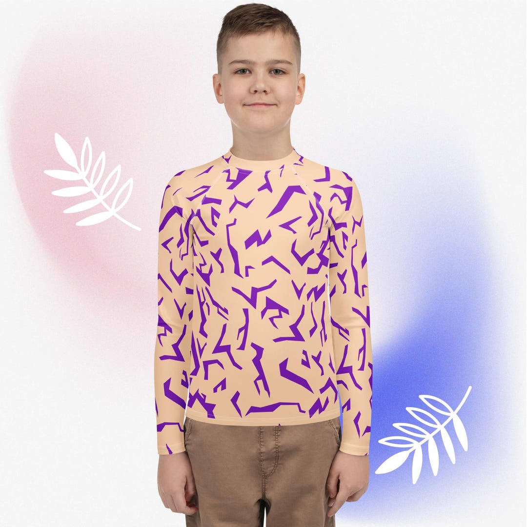 Kids Demon Hunter Patterns Rash Guard in Peach - Base Layer for a K-pop ...