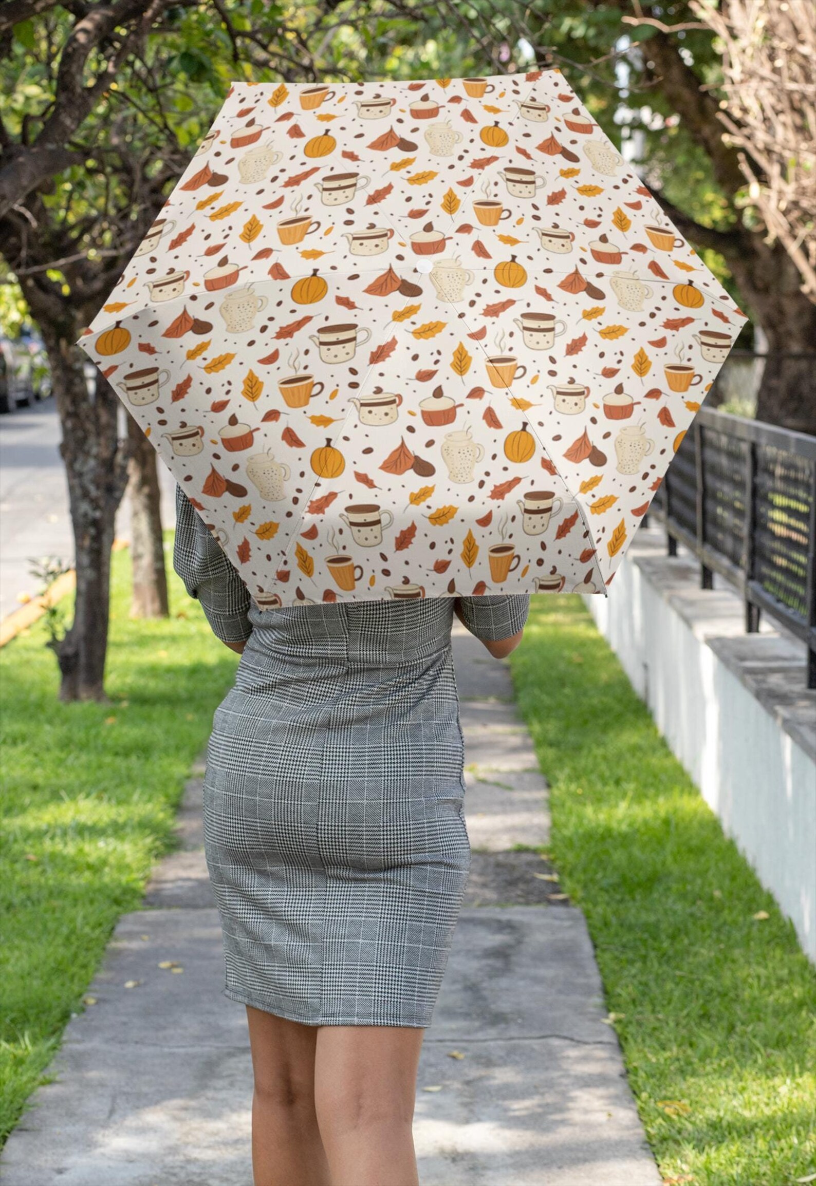 Coffee Themed Fall Umbrella. Great for Autumn, as a Thanksgiving Party ...