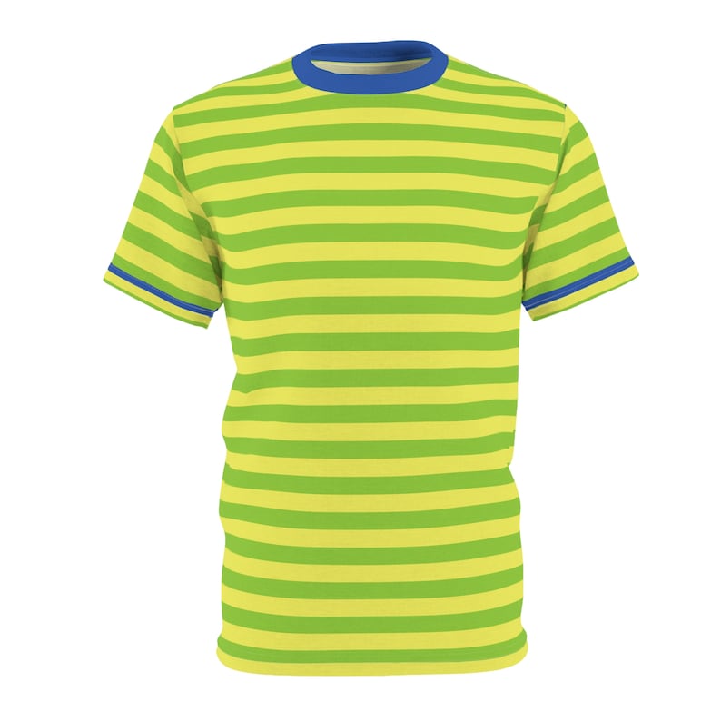 90s Striped Shirt, Retro Yellow and Green Stripes With Contrasting Blue ...