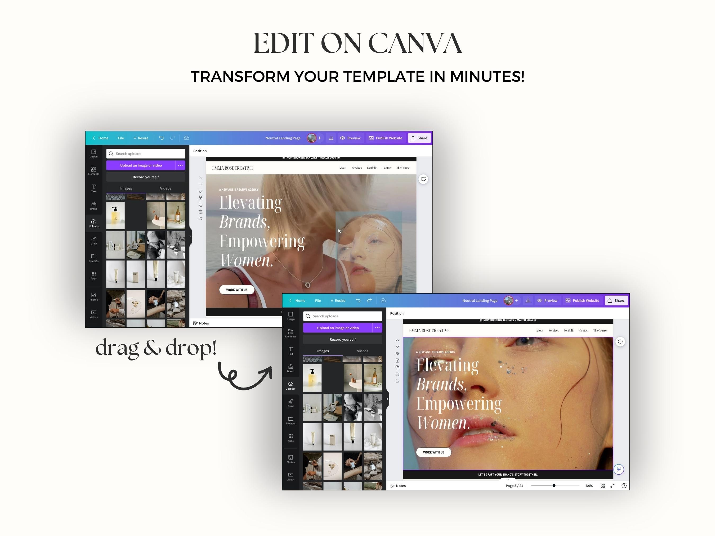 Minimalist Website Template for Canva One-page Canva Website - Etsy ... Minimalist Website Template for Canva One-page Canva Website - Etsy ...