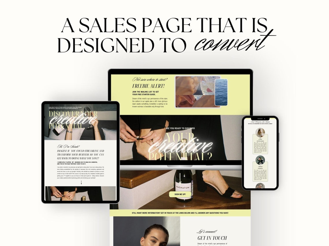 Canva Sales Page Website Template for Coaches Influencers - Etsy Australia