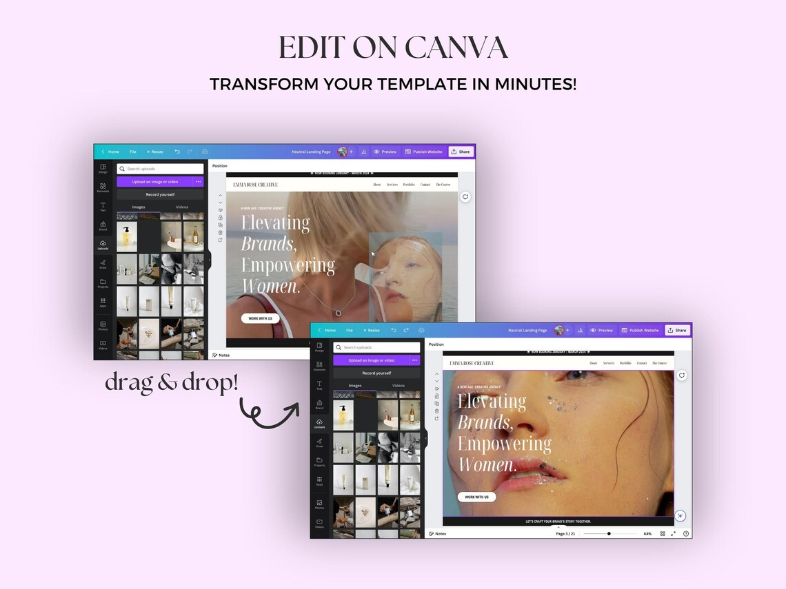 Nail Tech Website Template for Canva, One-page Website Template for ...