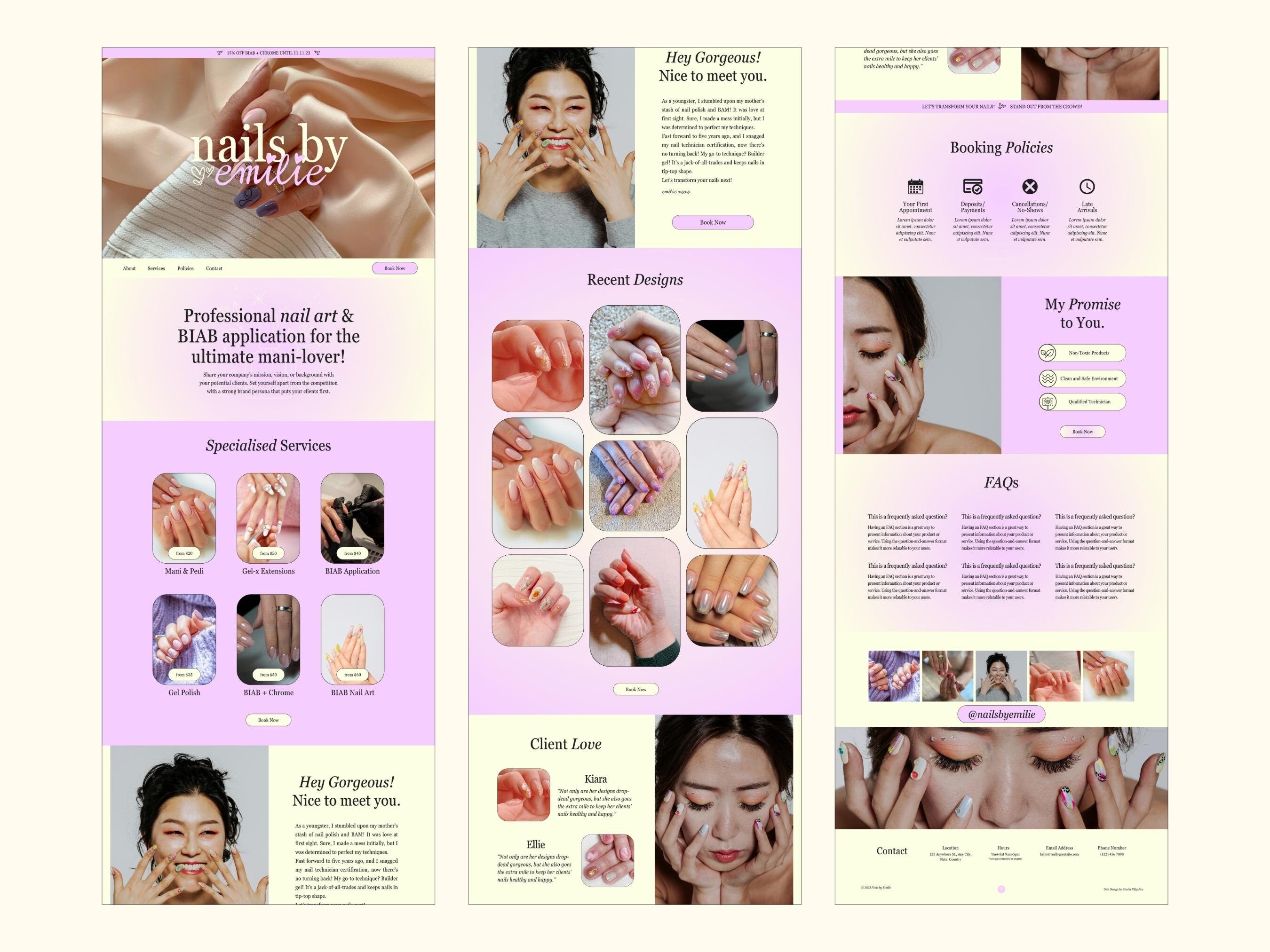 Nail Tech Website Template for Canva, One-page Website Template for ...