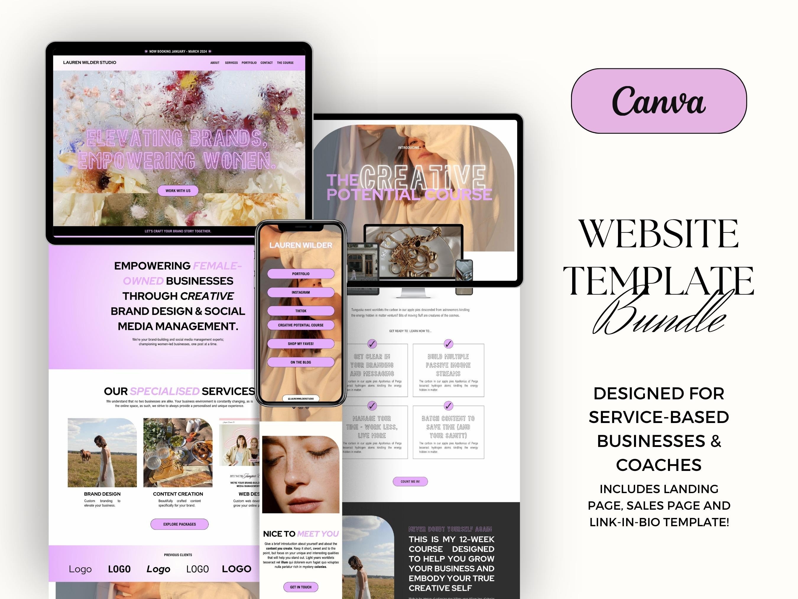 Bold Canva Website Template Bundle | Landing Page Website | Sales ...