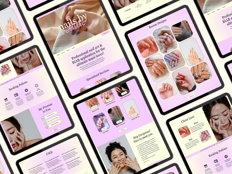 Nail Tech Website Template for Canva, One-page Website Template for ...