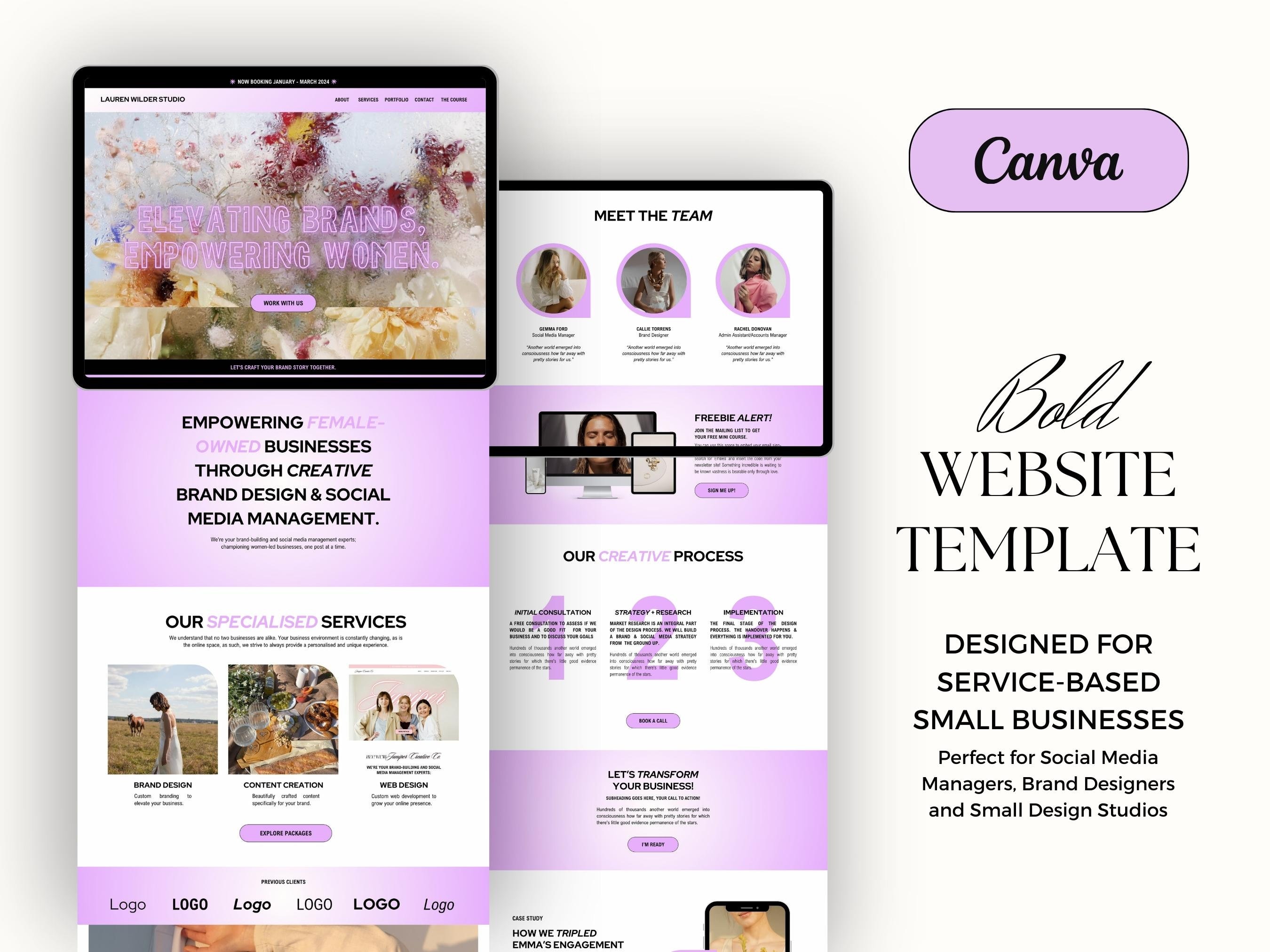 Bold Website Template for Canva One-page Canva Website Template for ...