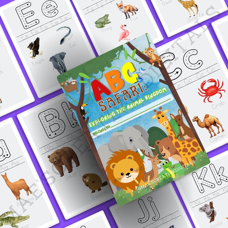 Animals Safari Coloring Book Activity Book Alphabet Tracing Book ...