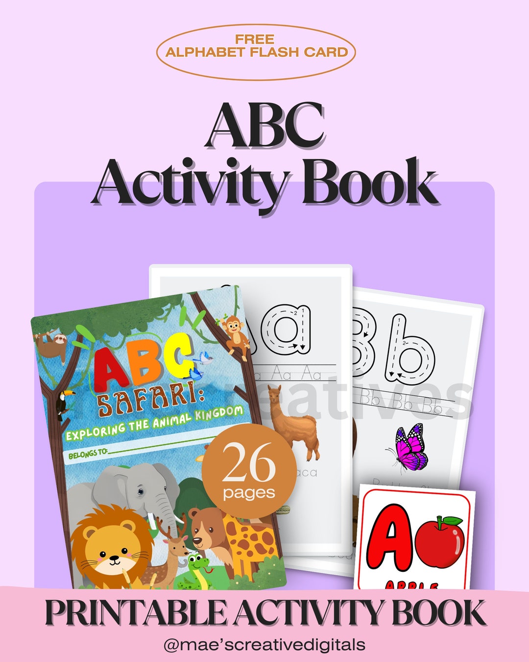 Animals Safari Coloring Book Activity Book Alphabet Tracing Book ...