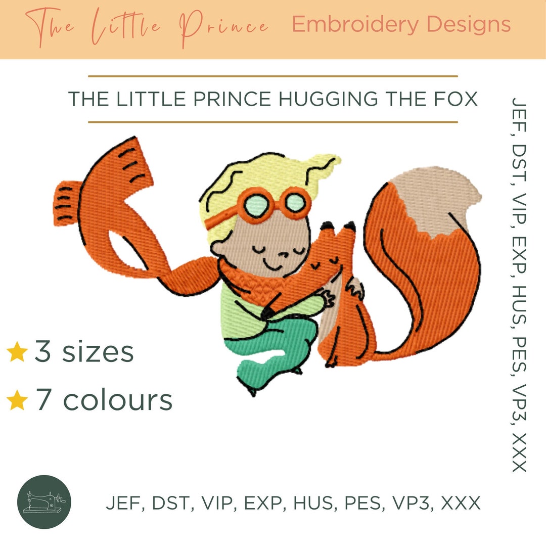 The Little Prince Hugging the Fox Embroidery Design - Instant Download ...