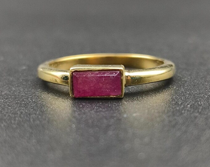 14k Gold Ruby Ring, 925 Sterling Silver Ruby Birthstone Ring, Women's ...
