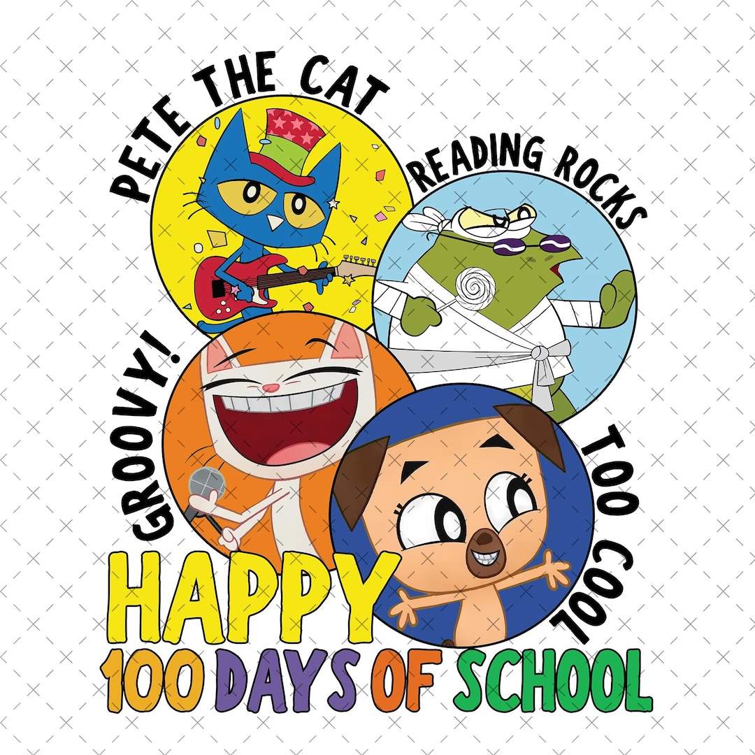 Pete the Cat Happy 100 Days of School Png, the Pete Cat Png, Children ...