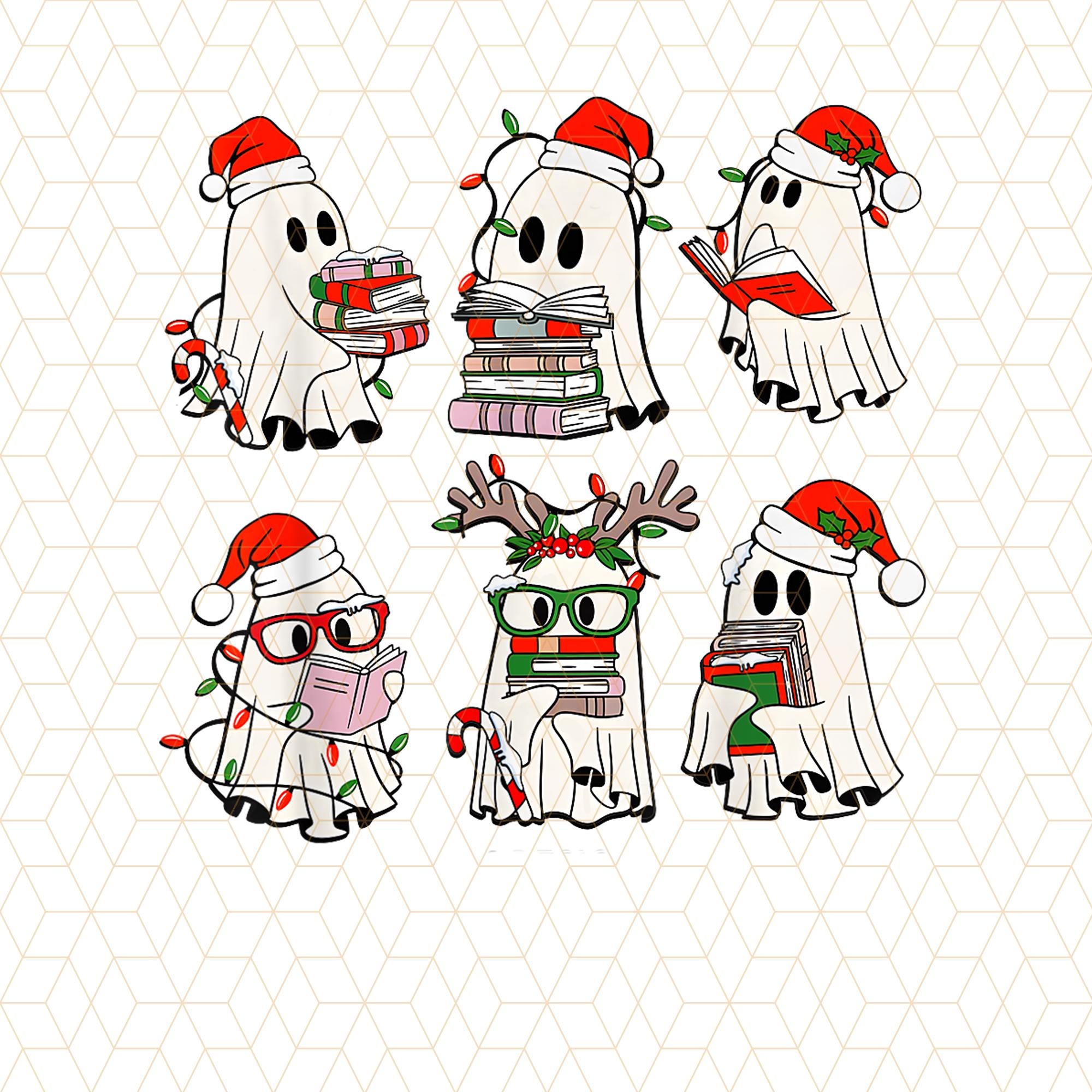 Ghost Reading Christmas PNG, Cute Librarian Teacher PNG, Book Lover ...