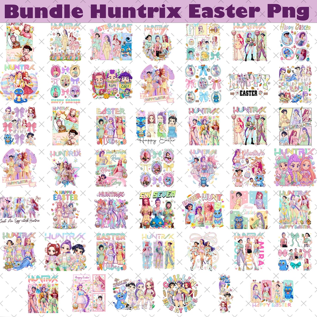 Huntrix Easter Day PNG Bundle, Happy Easter Day Png, Kpop Huntrix ...