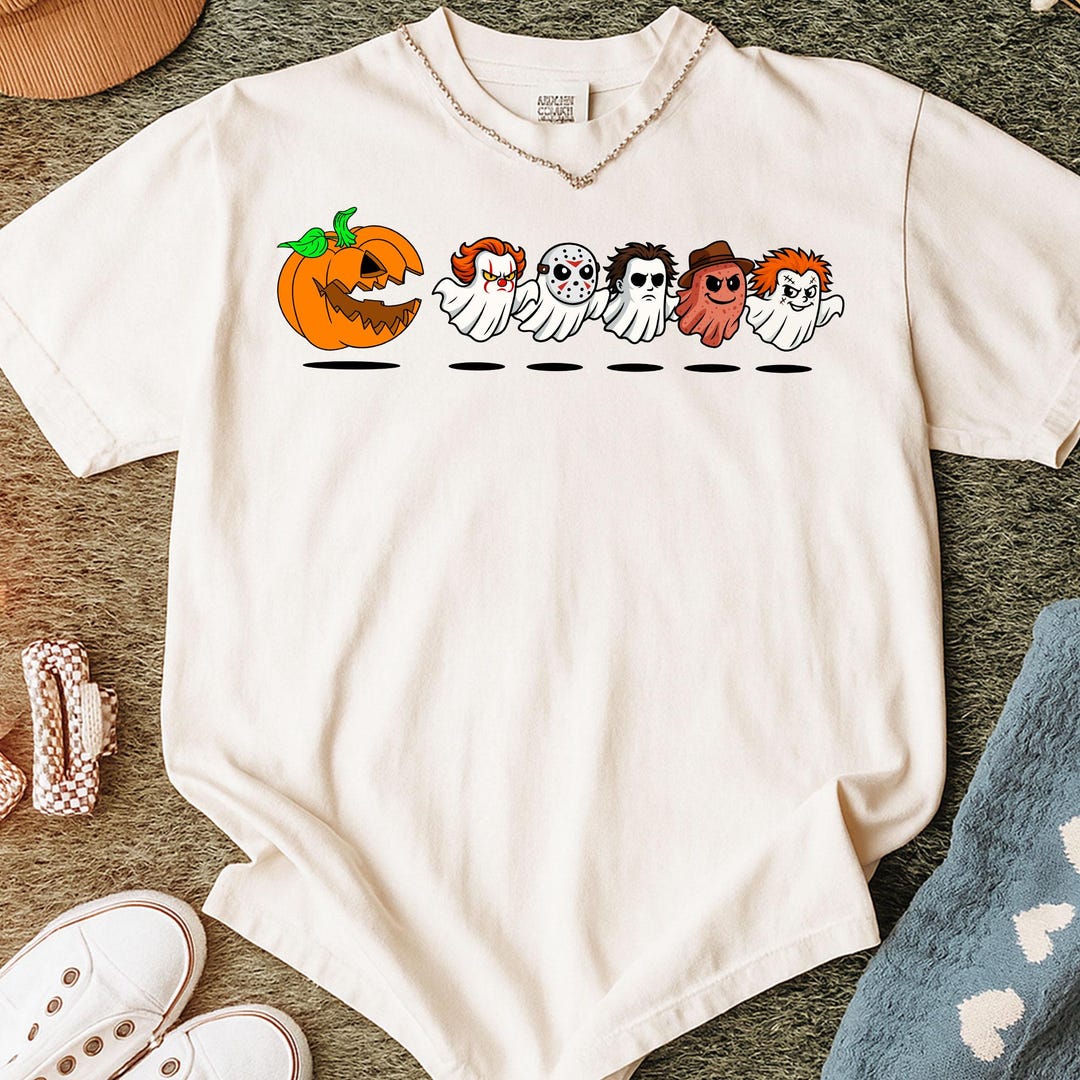 Funny Halloween Ghosts Pacman Png, Horror Movie Characters Png, Retro ...