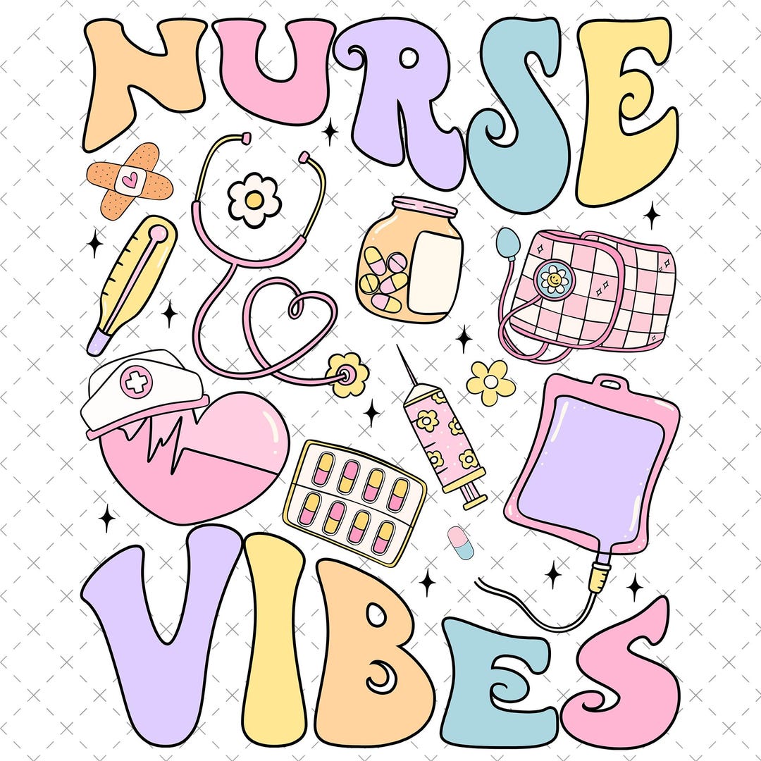 Nurse Vibes Png, Retro Nurse Png, RN Nurse Shirt Registered Nurse Png ...