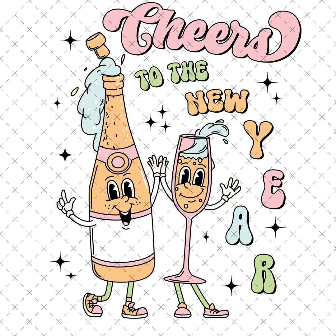 New Year 2025 Png, Cheers to the New Year, Hello 2025 Png, Retro New ...